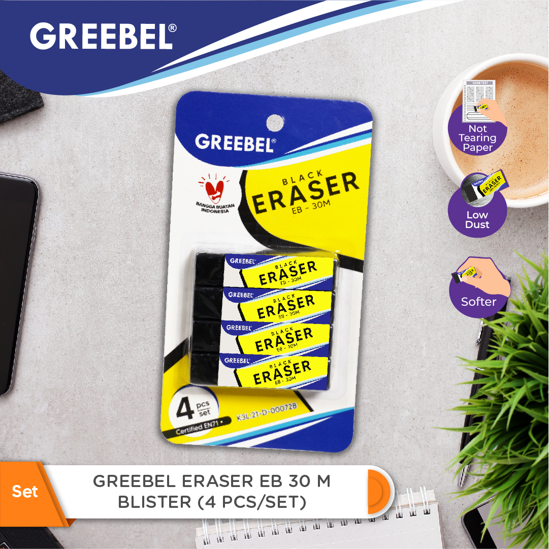 GREEBEL ERASER EB 30 M BLISTER (4 PCS/SET) - GREEBEL